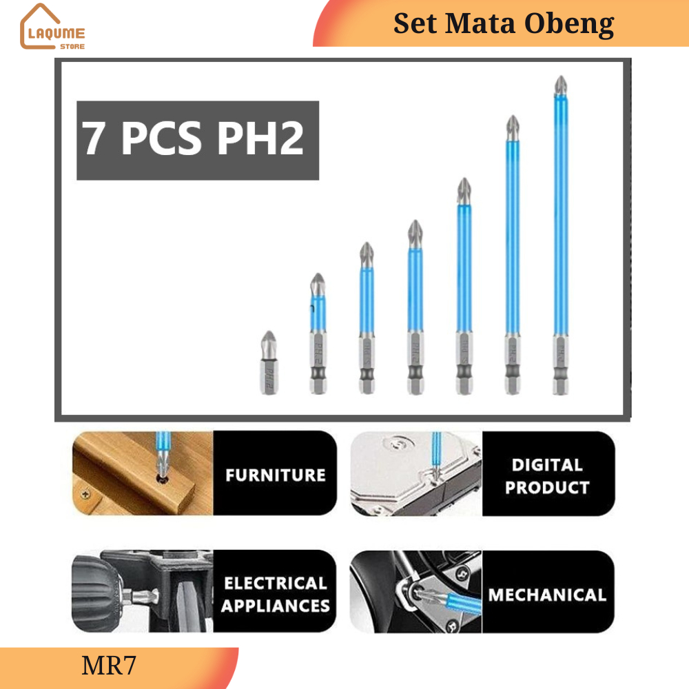 Jual Set Mata Obeng Plus Philips Drill Bits Magnetic PH2 7 PCS | Shopee ...