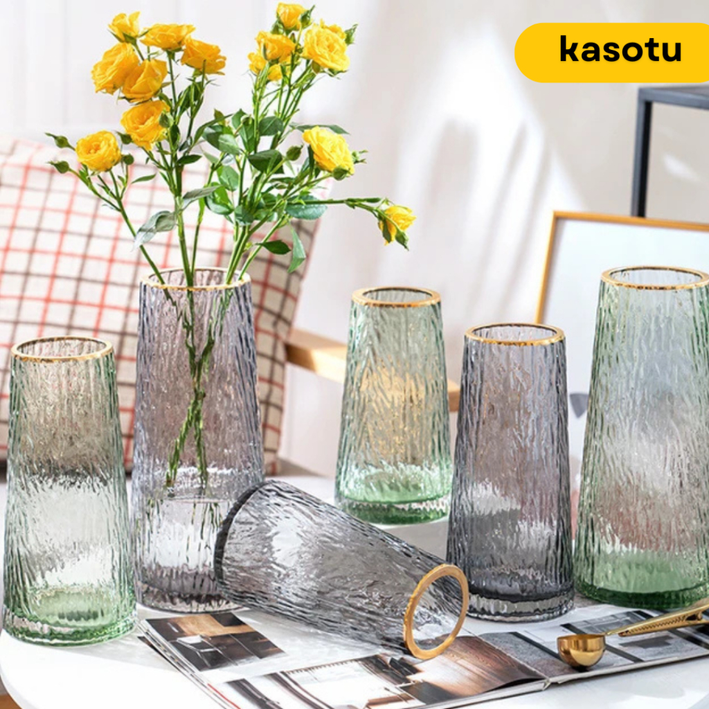 Jual Tempat Hiasan Interior Glass Vas Vase Bunga Motif Daun Plastik ...