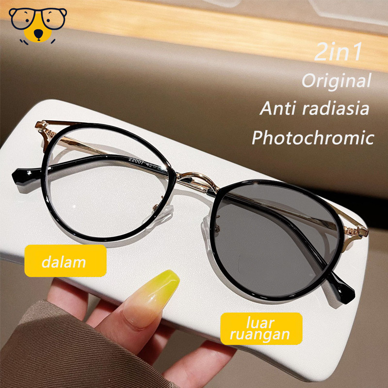 Jual Kacamata Anti Radiasi Photocromic Retro Untuk Wanita Kacamata Ringan Mata Kucing | Shopee ...