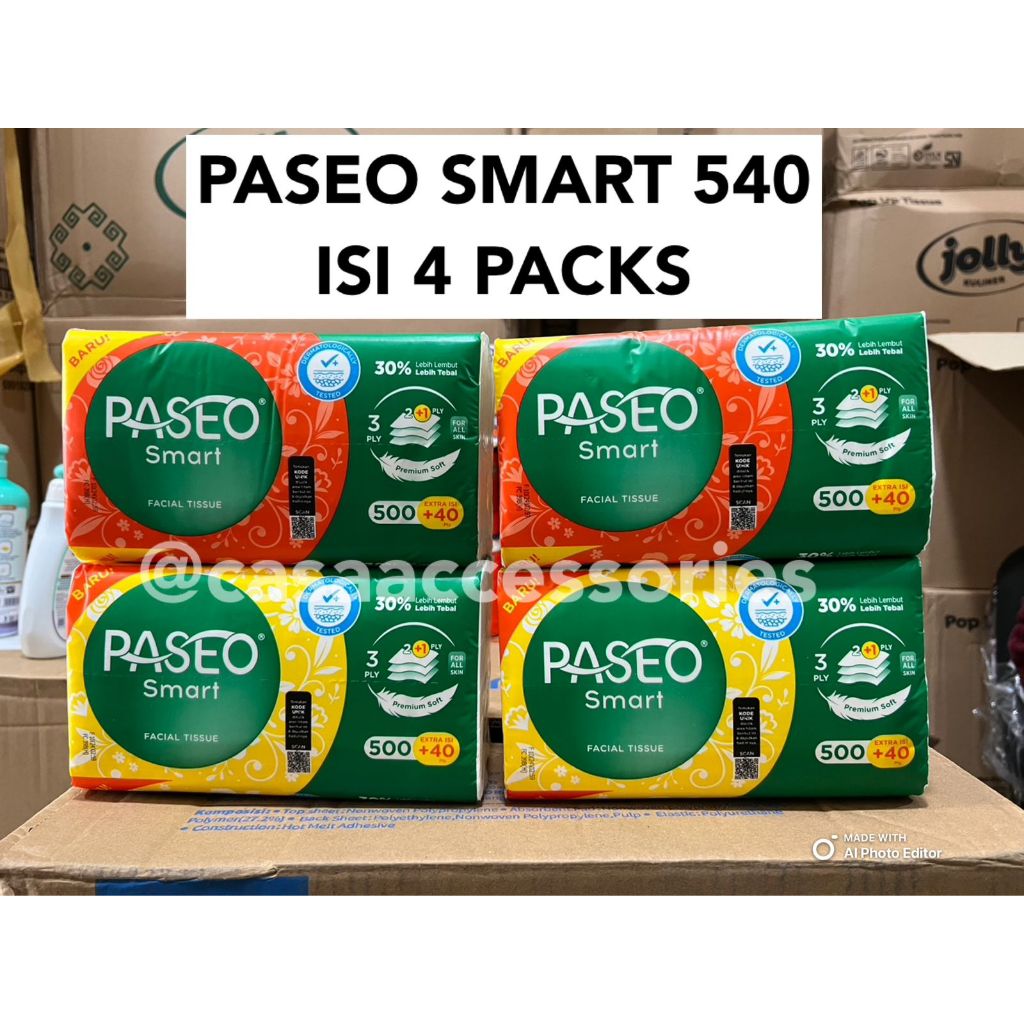 Jual (4 Pack ) Paseo smart soft facial tissue 540 sheets -3 ply ...