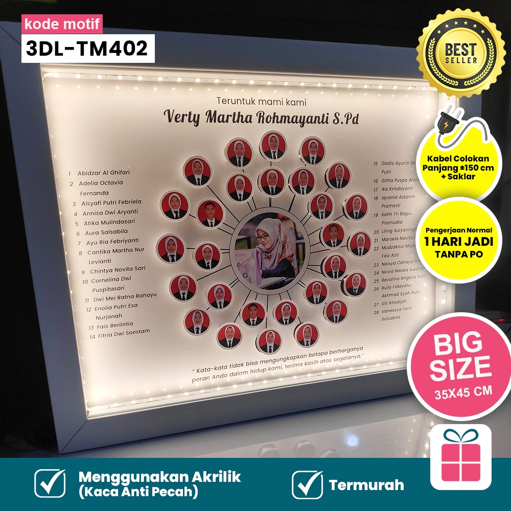 Jual Kado Hadiah FRAME 3D Ulang Tahun / Ultah Cewek Cowok, Hari Guru, Kenang-kenangan Perpisahan ...