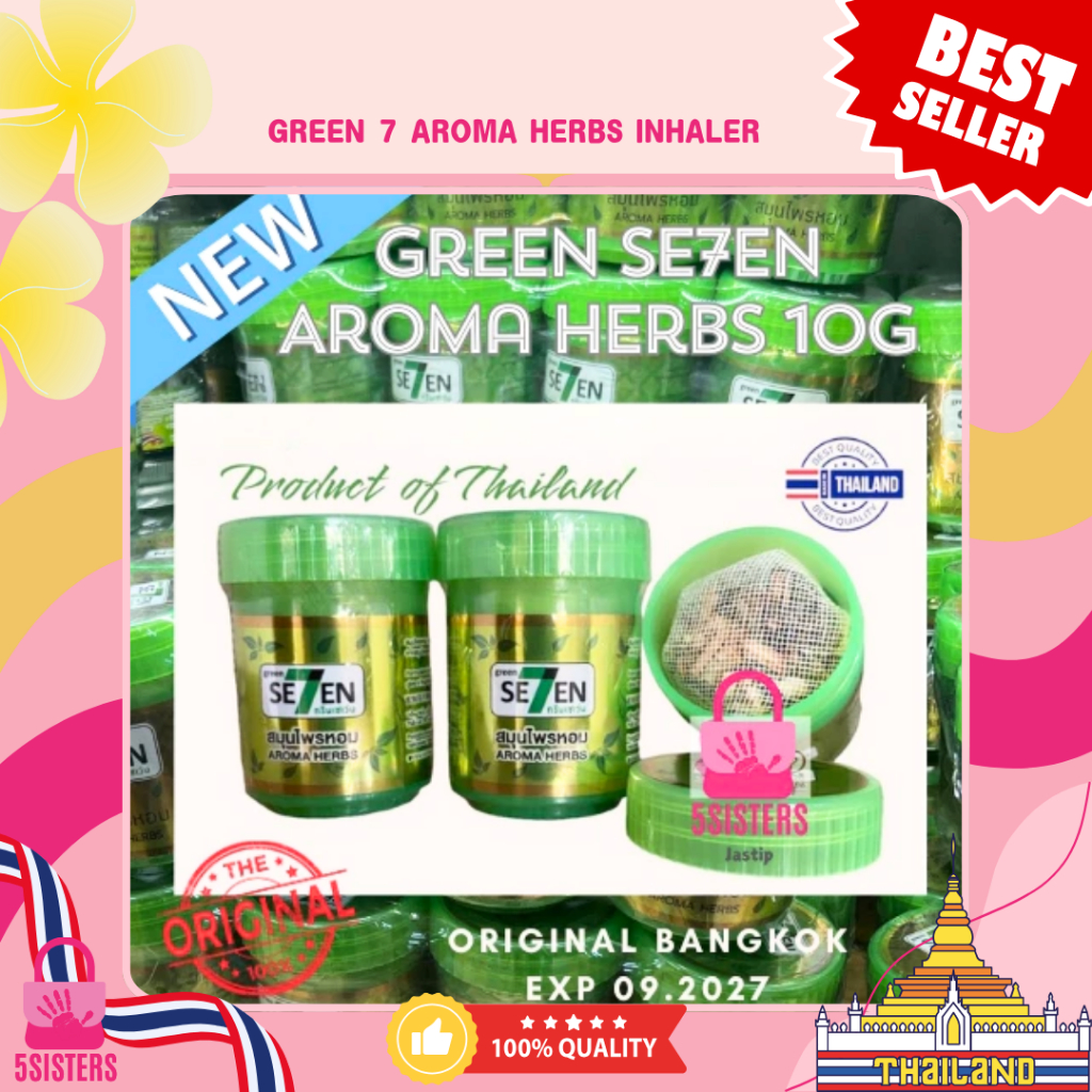 Jual GREEN Seven Aroma Herbs INHALER Herbal Original THAILAND | Shopee ...