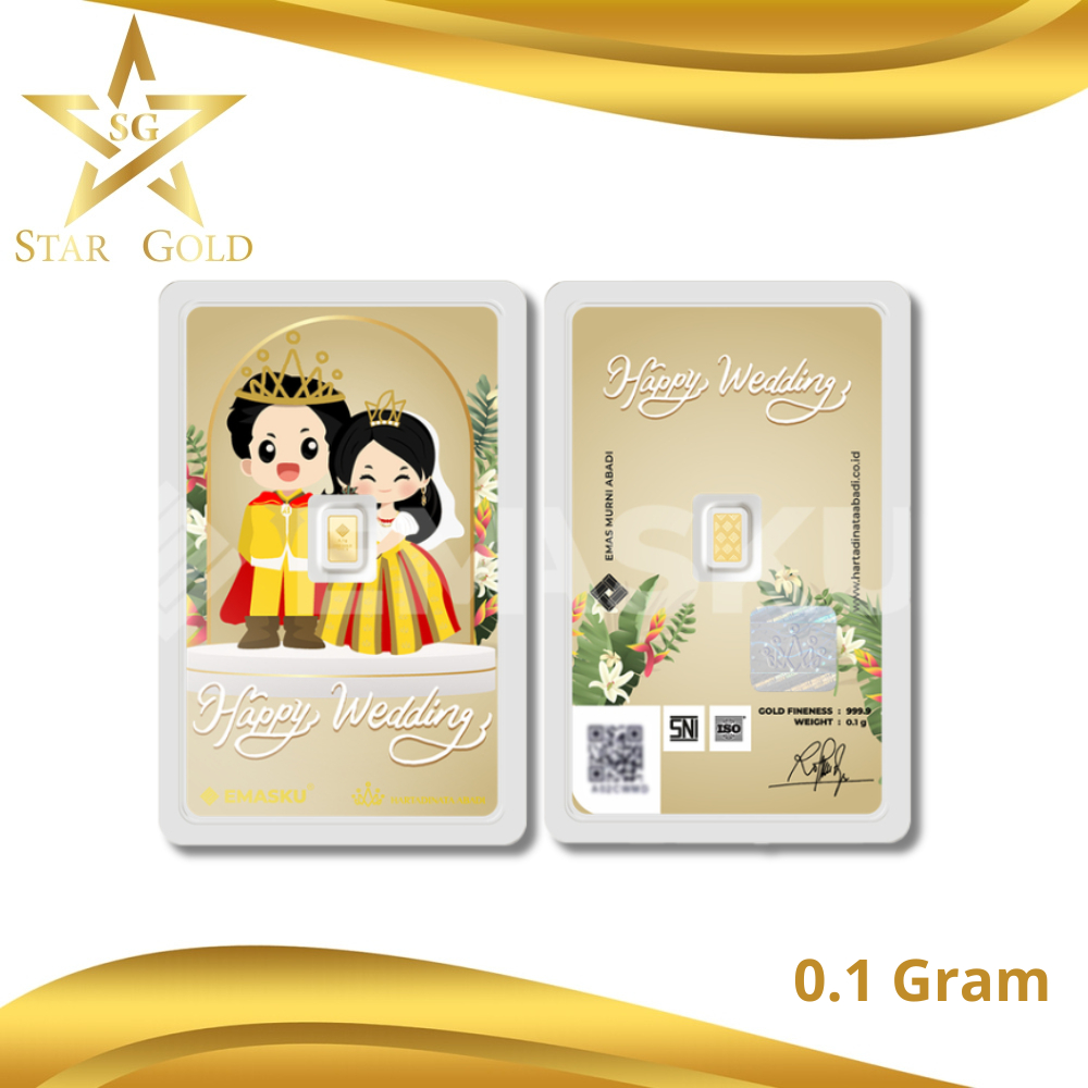 Jual LOGAM MULIA EMASKU MICROGOLD 0.1GR DAN 0.25GR HAPPY WEDDING SERIES ...