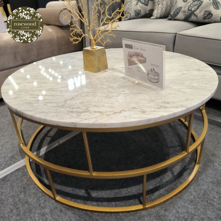 Jual Gritte Marble Coffee Table | Meja Bulat Ruang Tamu | Shopee Indonesia