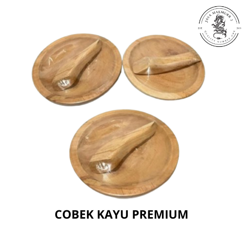 Jual Cobek Kayu + Ulekan Ukuran 16 18 20 22 CM Bahan Kayu Pinus / Coet ...