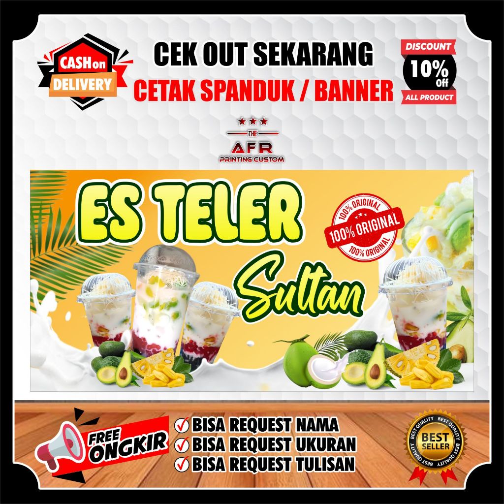 Jual Spanduk Es Teler Sultan. Banner Es Teler Sultan Segar, Cod Spanduk ...