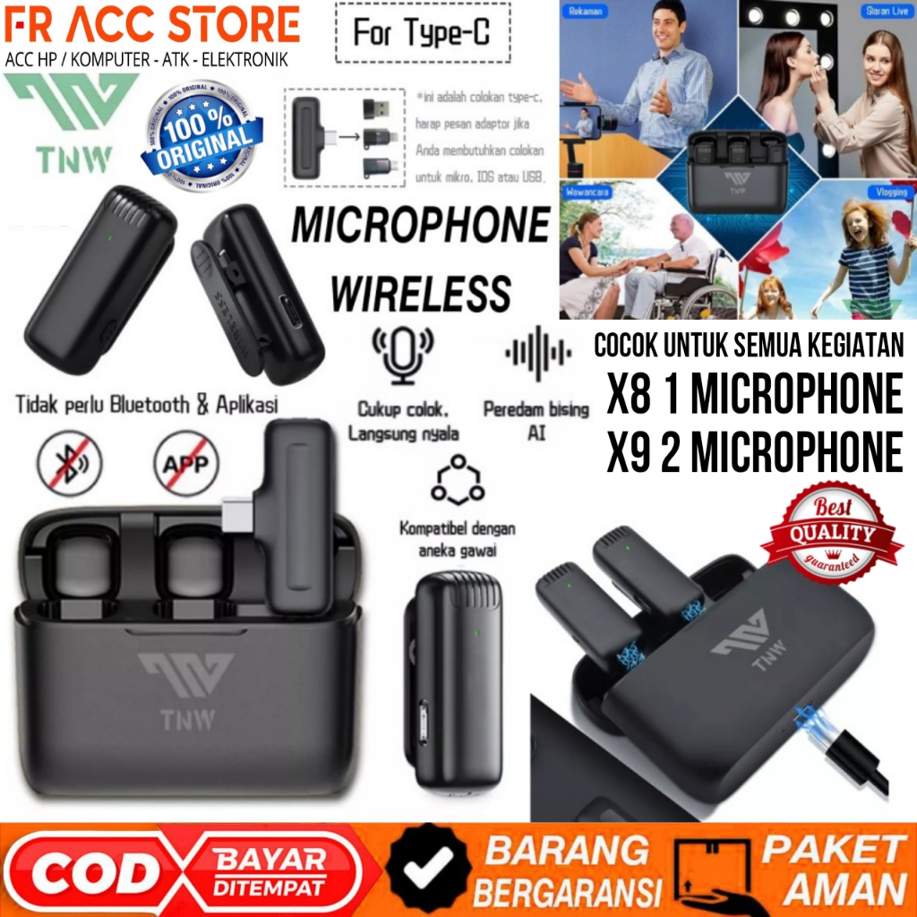 Jual Mic Wireless Clip On TNW X9 Dual Microphone Plug and Play ...