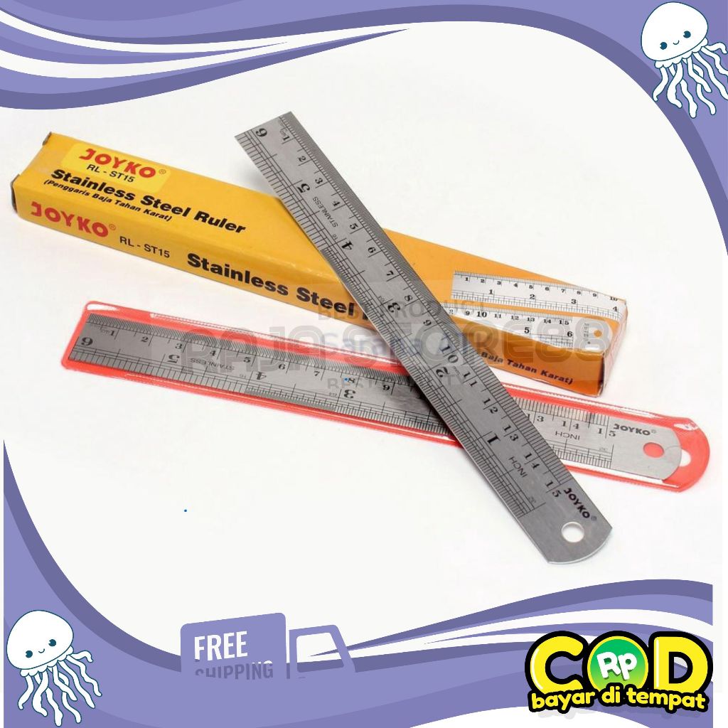 Jual Ruler Stainless 20cm 30cm - Penggaris Besi joyko - 12 PCS | Shopee ...