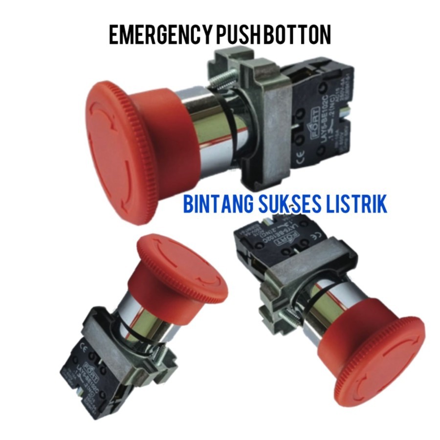 Jual ORIGINAL Emergency Stop Push Button Merah Push Lock LAY5-BS542 ...