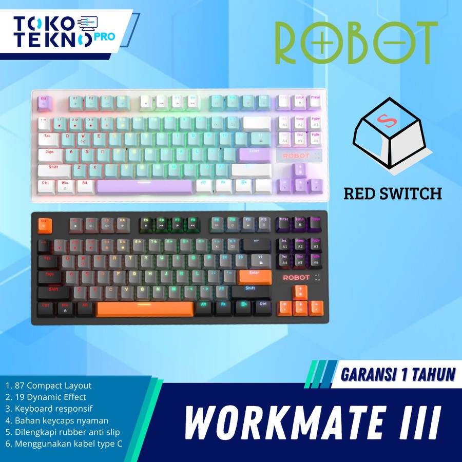 Jual Robot Workmate III / 3 Mehcanical Keyboard Wired Rainbow Lighting ...