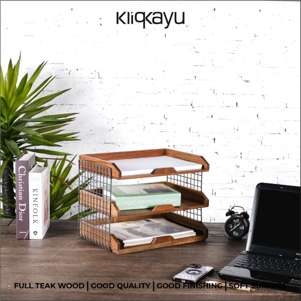 Jual KLIQKAYU Rak Kertas Dokumen Penyimpanan 3 Susun | Document Tray ...