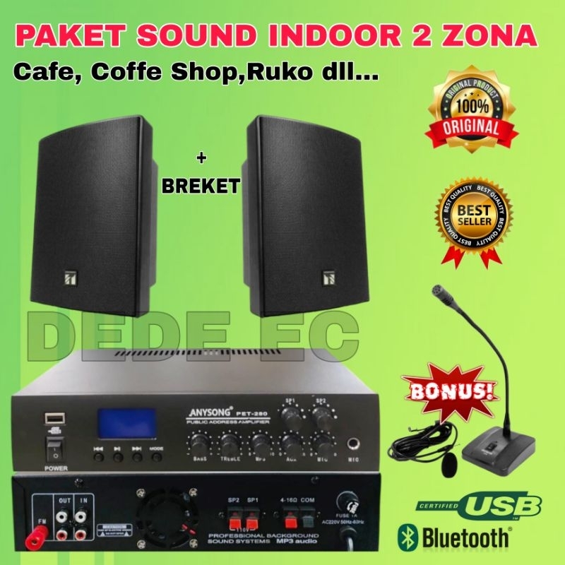 Jual Paket Sound Speaker toa Indoor Cafe Kantor Restoran 2-4 Zona ...