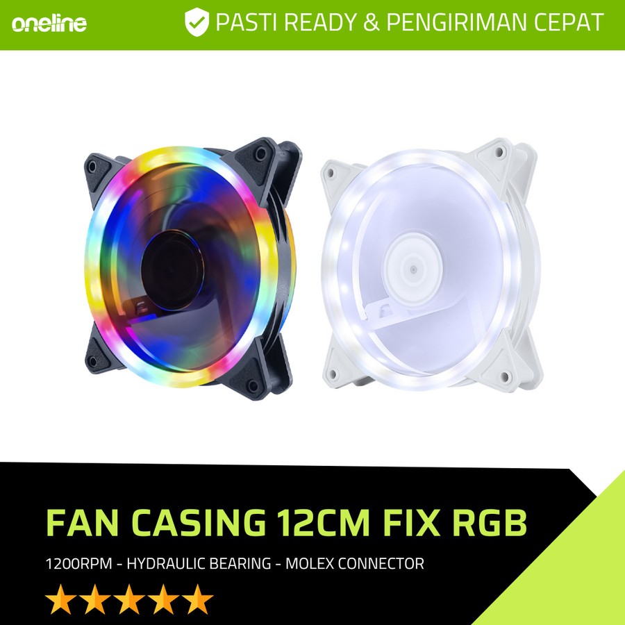 Jual Fan Casing 12CM Rainbow Dual Ring Fix RGB | Socket Molex | Kipas ...