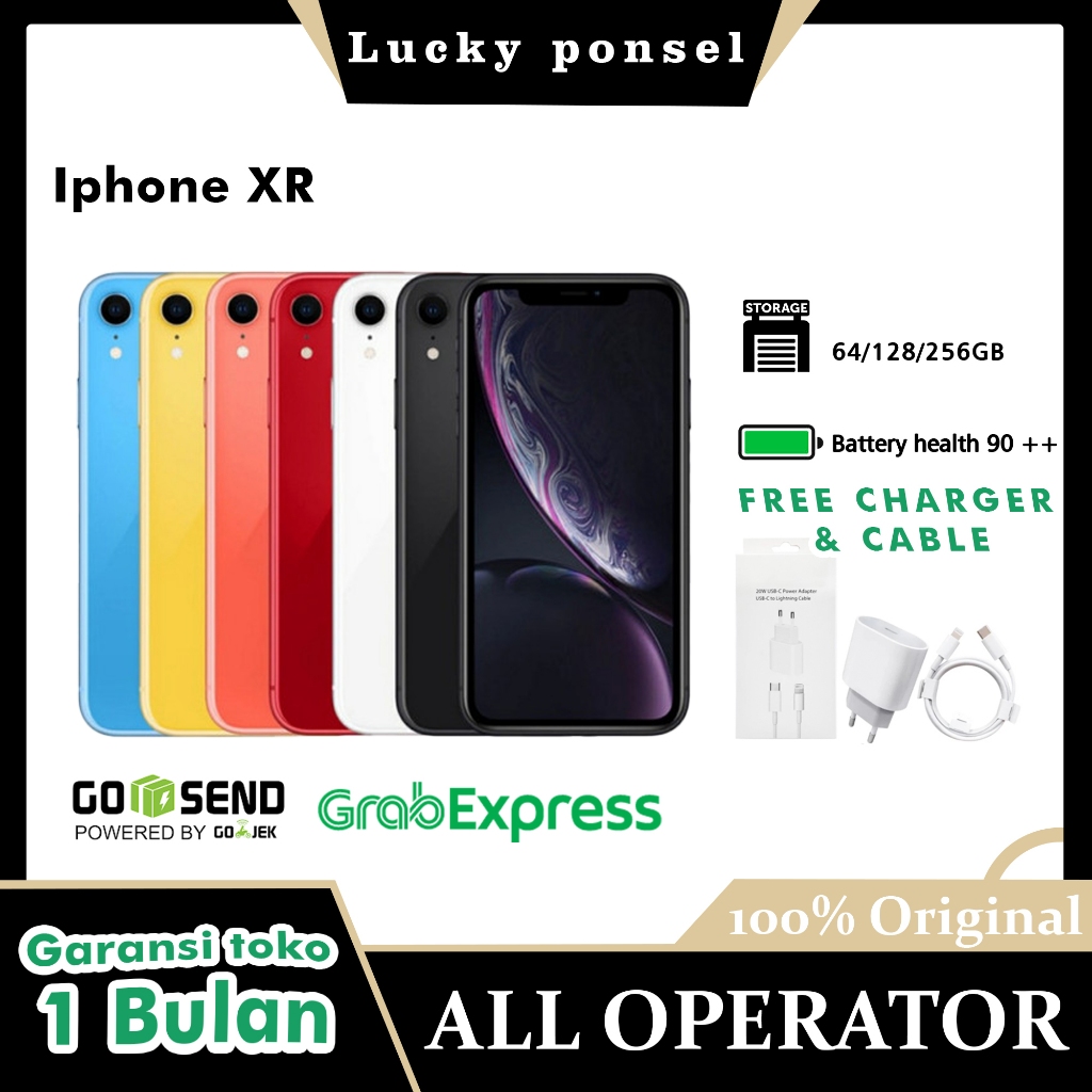 Jual IPHONE XR 64GB/128GB/256GB SECOND LIKE NEW/GARANSI 1BULAN/MULUS/FULLSETT/ORIGINAL | Shopee ...