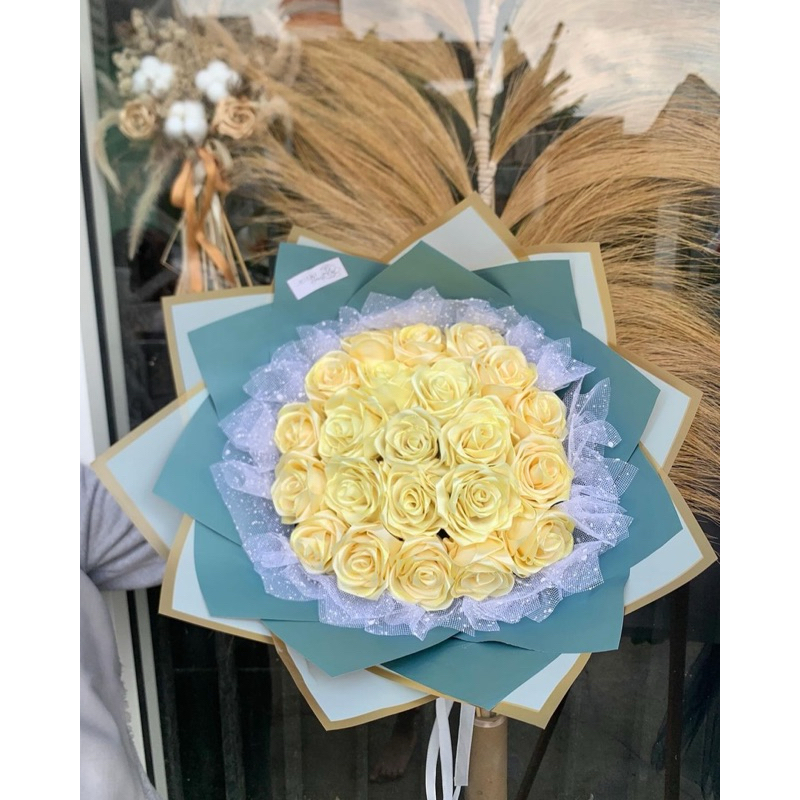 Jual REAL PICT Bouquet buket bunga Artificial flower pita satin glitter ...