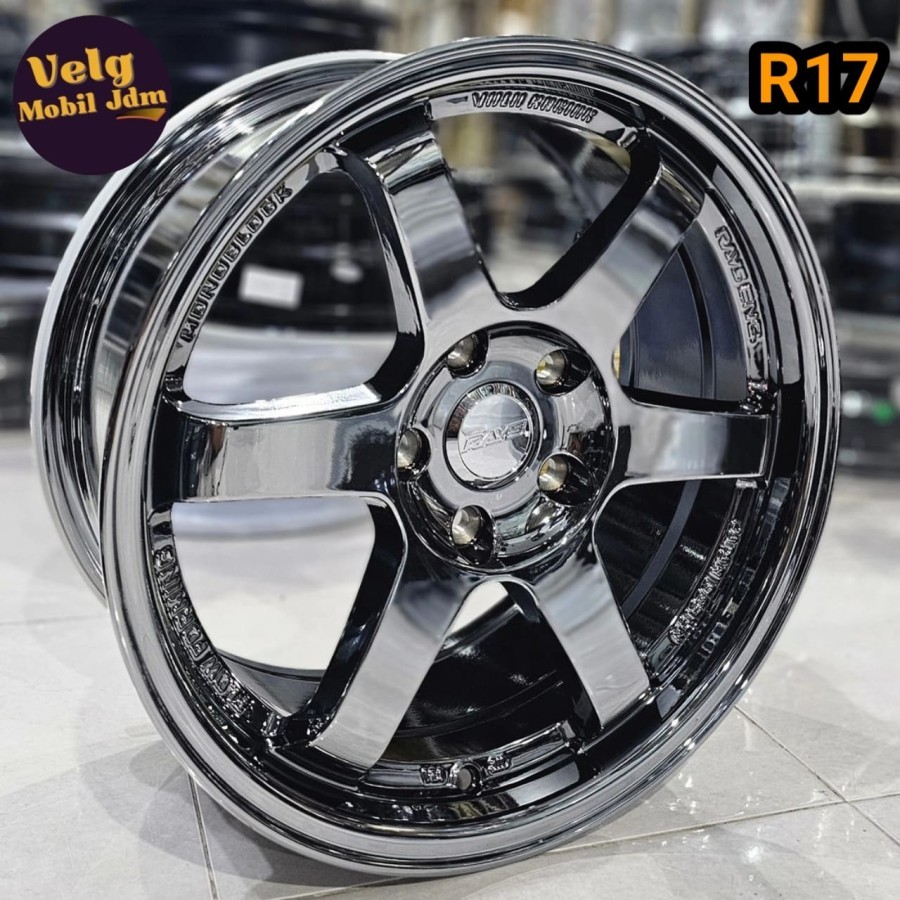 Jual velg mobil r17 TE37 BLACK CHROME ET 40 velg ring 17 hrv xpander crv terios | Shopee Indonesia