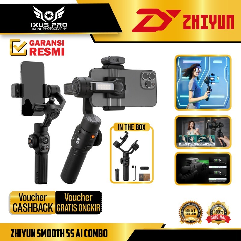 Jual Zhiyun Smooth 5S AI Combo 3-Axis Smartphone Gimbal Stabilizer ...
