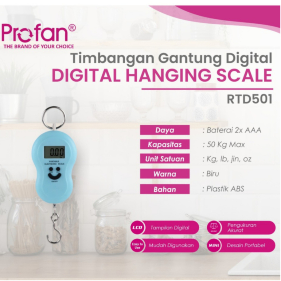 Jual TIMBANGAN GANTUNG DIGITAL 50KG RTD501-BL PROFAN | Shopee Indonesia