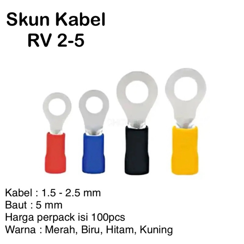 Jual Terminal Skun Kabel Ring O RV 2-5 RV2-5 - 100pcs | Shopee Indonesia