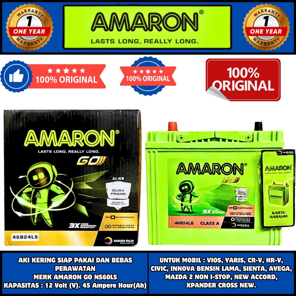 Jual AKI MOBIL CIVIC , VIOS, SIENTA , YARIS , KIJANG INNOVA BENSIN , CRV , XPANDER NS60LS AMARON ...