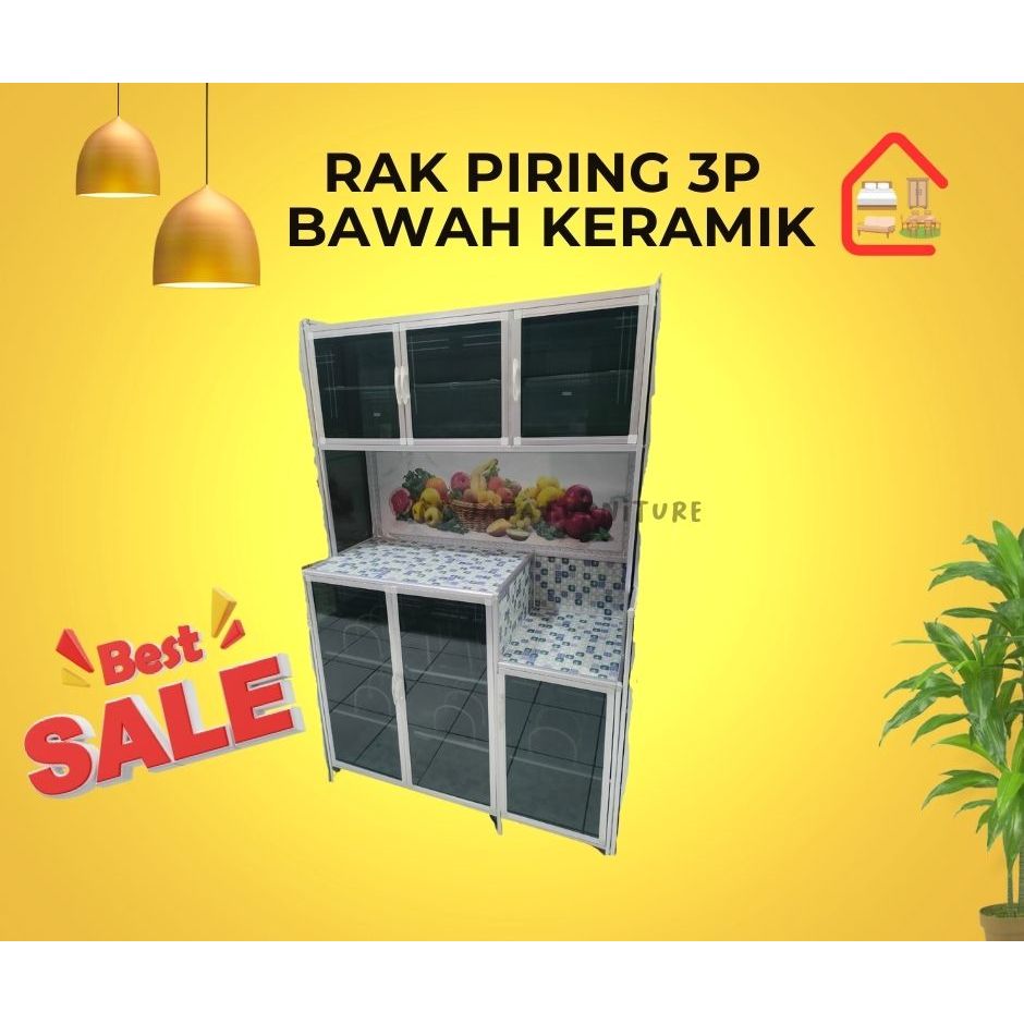Jual RAK PIRING 2 dan 3 Pintu Alumimium BAWAH KERAMIK - BELAKANG SENG ...