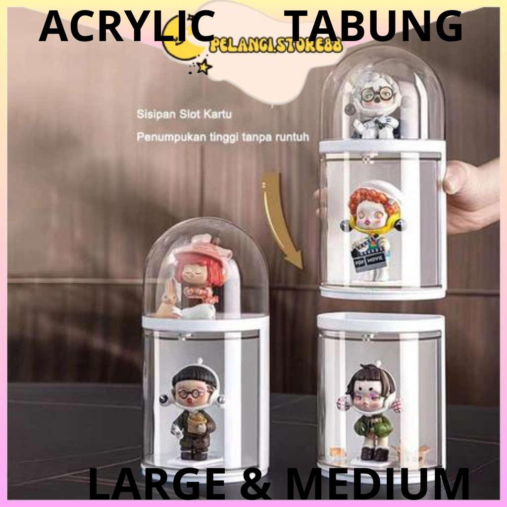Jual TRANSPARANT ACRYLIC TABUNG STACKABLE 360° ROTATING DUSTPROOF ...