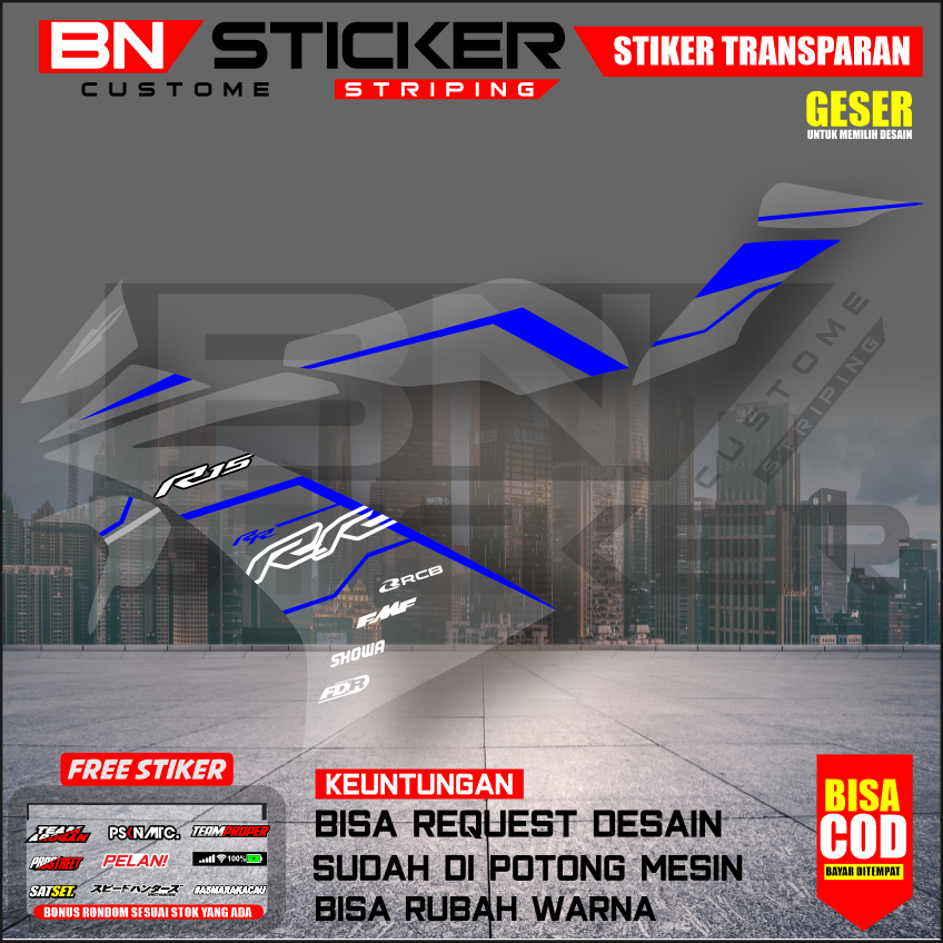 Jual STRIPING DECAL YAMAHA YZF R15 V3 TRANSPARANT STICKER FACELIFT ...