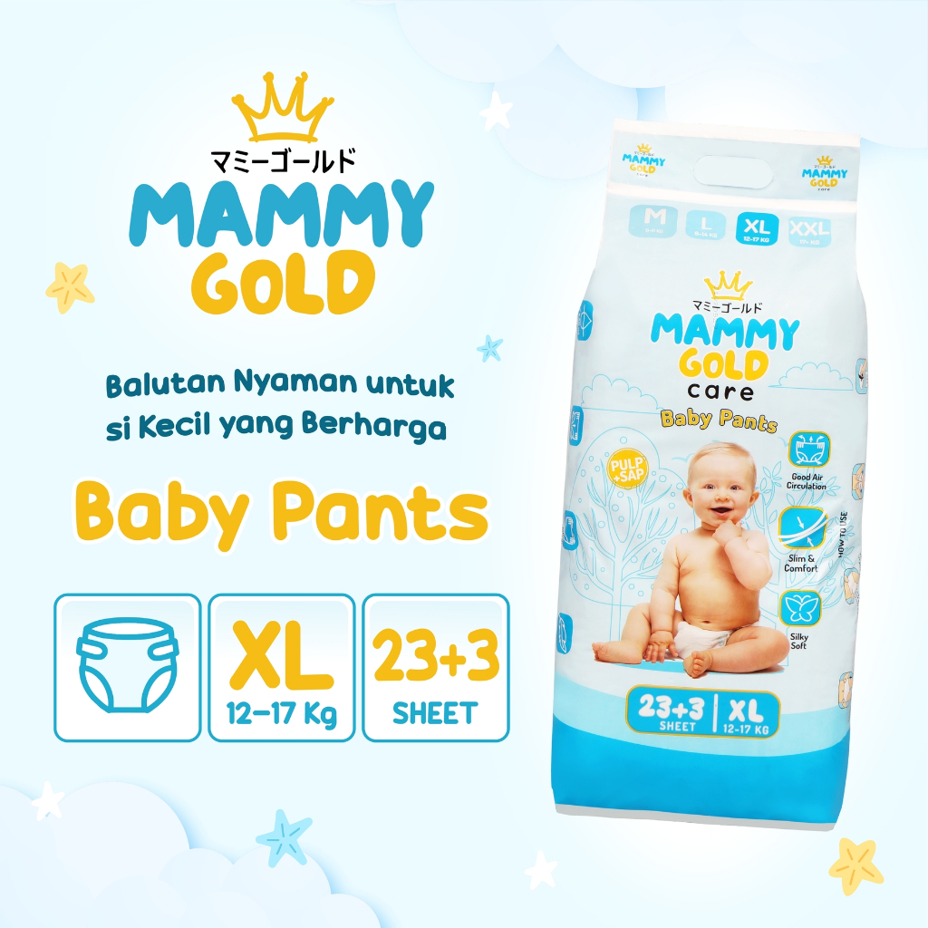 Jual Popok Bayi Celana Mammy Gold Care Baby Diapers Pants Size XL26 23 ...