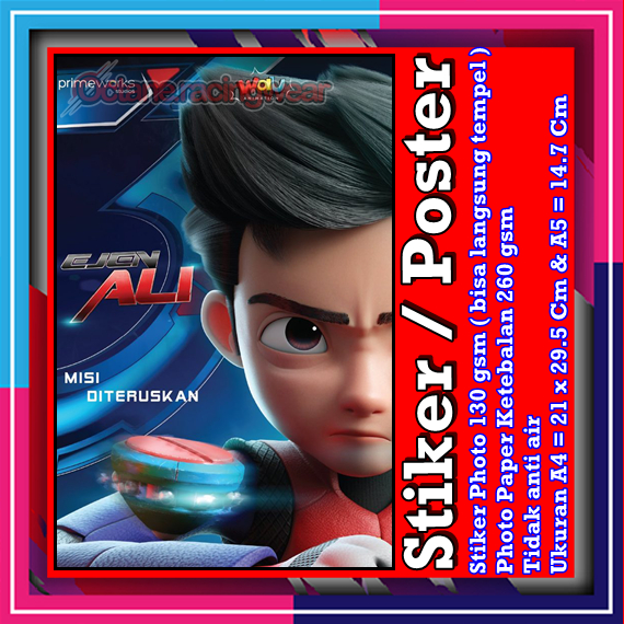 Jual Sticker & Poster Ejen Ali Agen Kartun Anak terbaru Anime a4 A4 ...