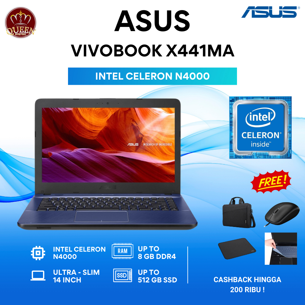 Jual ASUS VIVOBOOK X441MA | INTEL CELERON N4000 | RAM 8GB | SSD 512GB ...