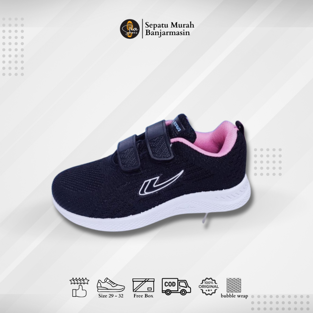Jual SEPATU NEW ERA CINDY I SEPATU HITAM PINK PEREKAT I Sepatu Sekolah ...