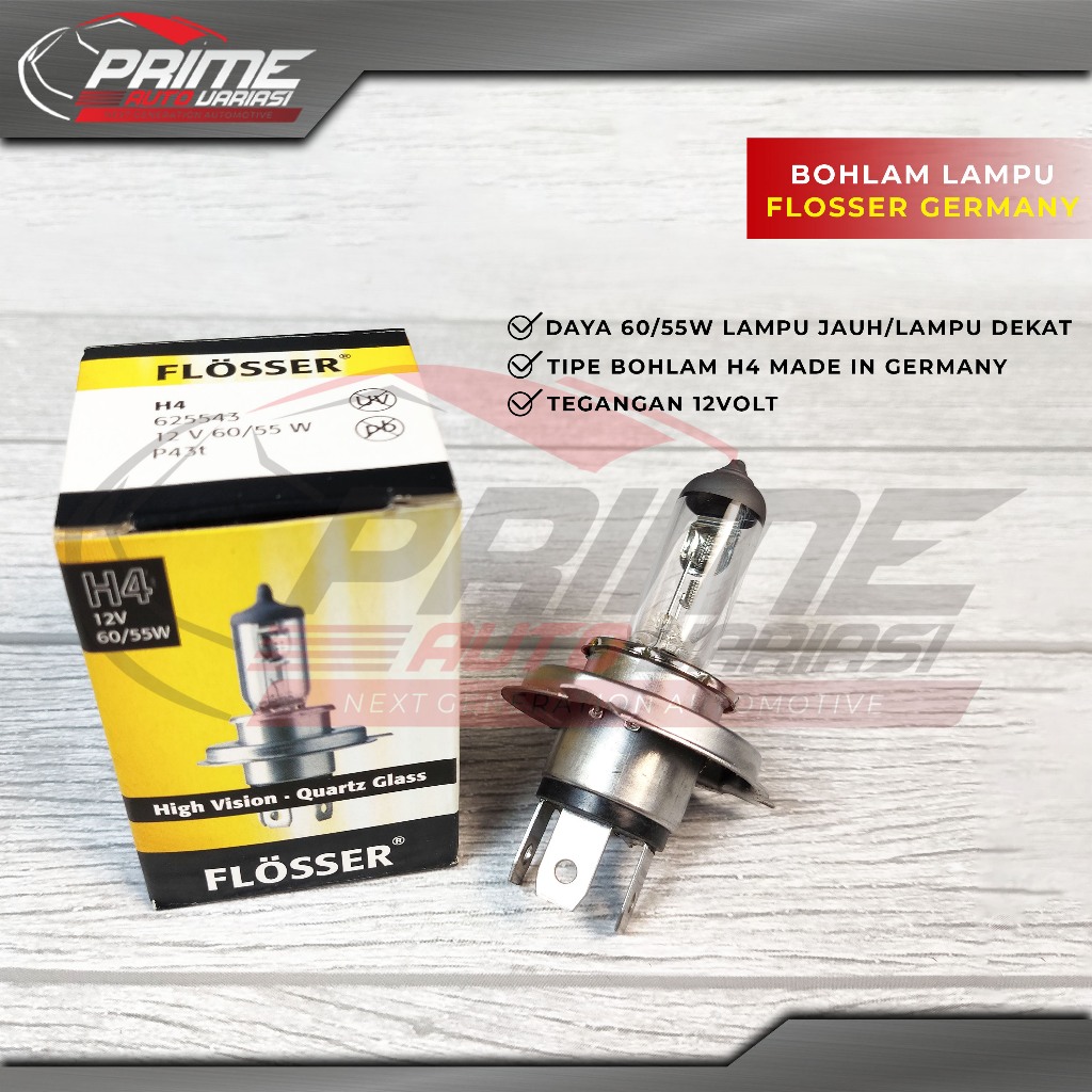 Jual BOHLAM LAMPU HALOGEN H4 12V 60/55W FLOSSER GERMANY | Shopee Indonesia