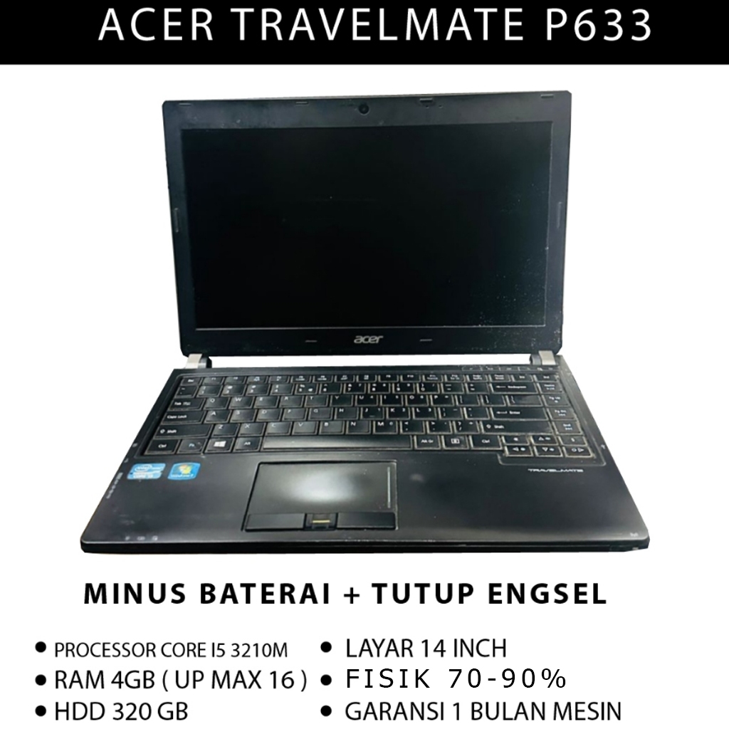 Jual LAPTOP CORE I5 3210 RAM 4GB HDD 320GB ACER TRAVELMATE P633 | Shopee Indonesia