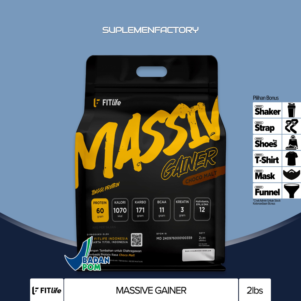 Jual Fitlife Massiv Gainer 2 Lbs 900 gr Fit Life Protein Mass Gainer ...