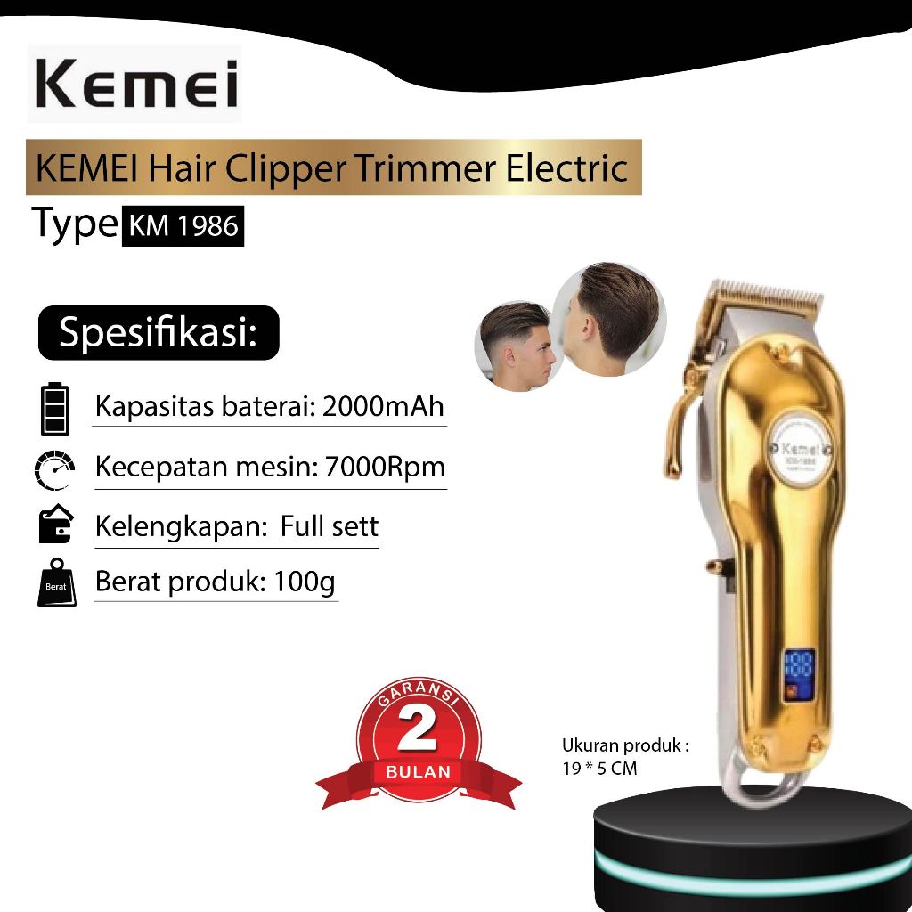 Jual Alat Mesin Cukur Rambut Kemei-km 1986 Hair Clipper Trimmer Electric | Shopee Indonesia