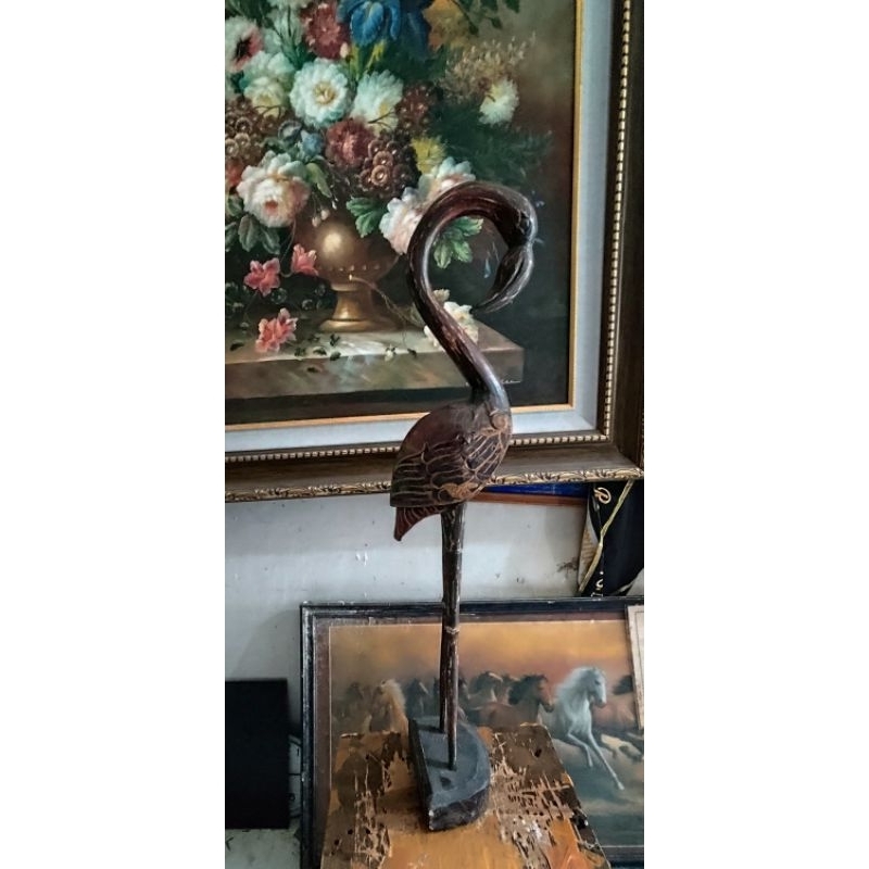 Jual Patung Angsa Pelikan Antik Kayu tinggi: 1 meter lapis batik kuno ...