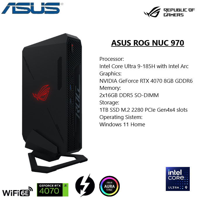 Jual ASUS ROG NUC 970 NUC14SRKU9 - Ultra 9 185H/32GB/1TB SSD/RTX 4070 ...