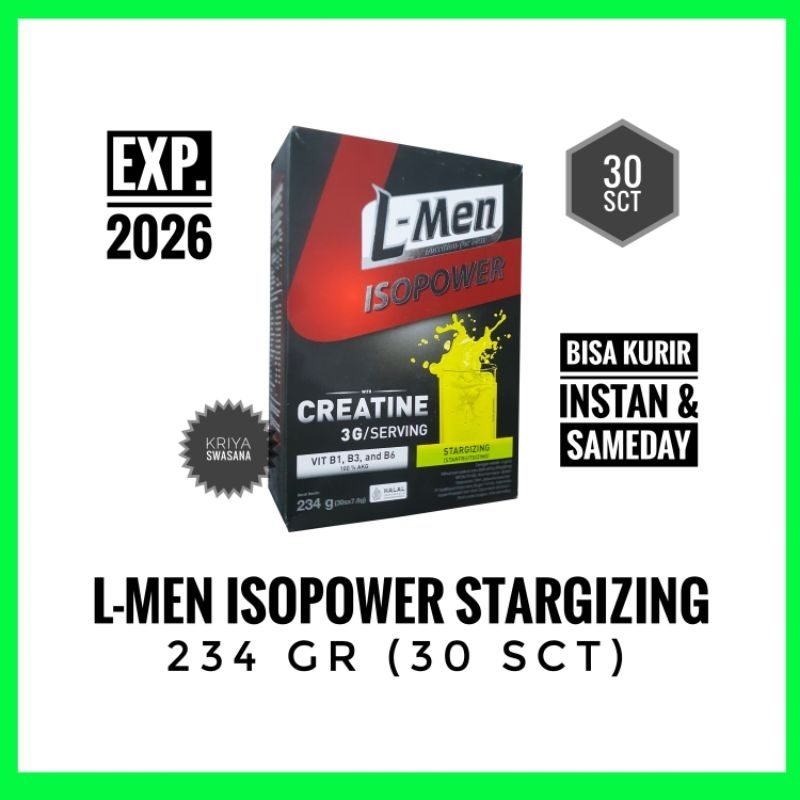 Jual L- MEN ISOPOWER STARGIZING CREATINE BOX 234 GR 30 SACHET | Shopee ...