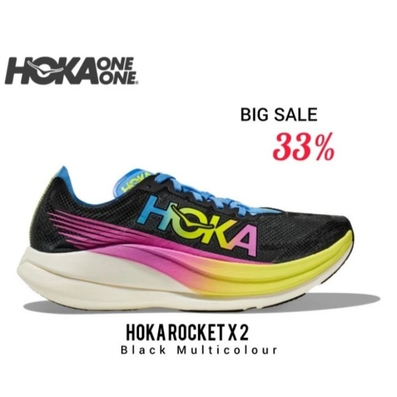 Jual HOKA ONE ONE Rocket X2 / Black Multi / Original | Shopee Indonesia