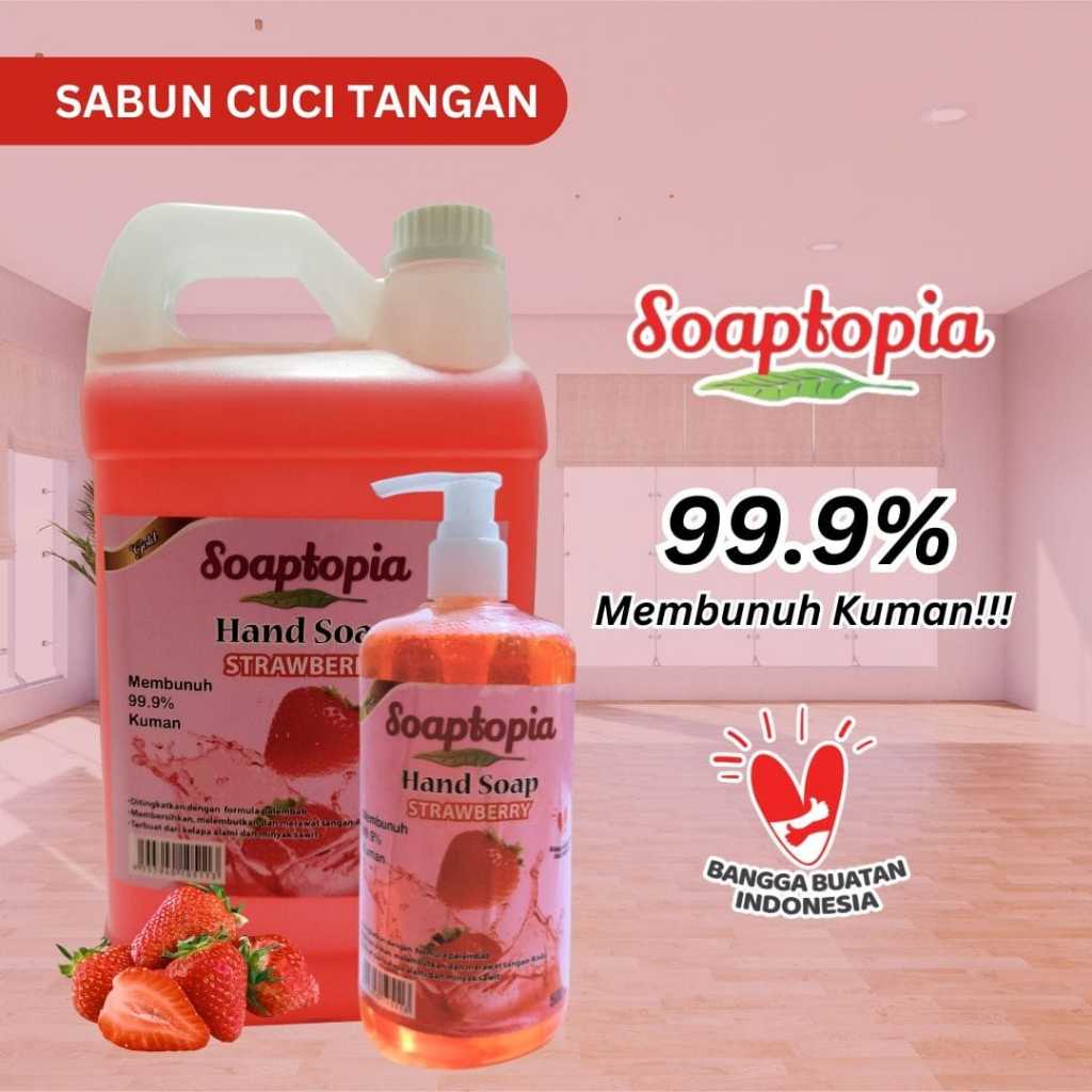 Jual Soaptopia Sabun Cuci Tangan rasa Strawberry 500 ml & 5 Liter Japan ...