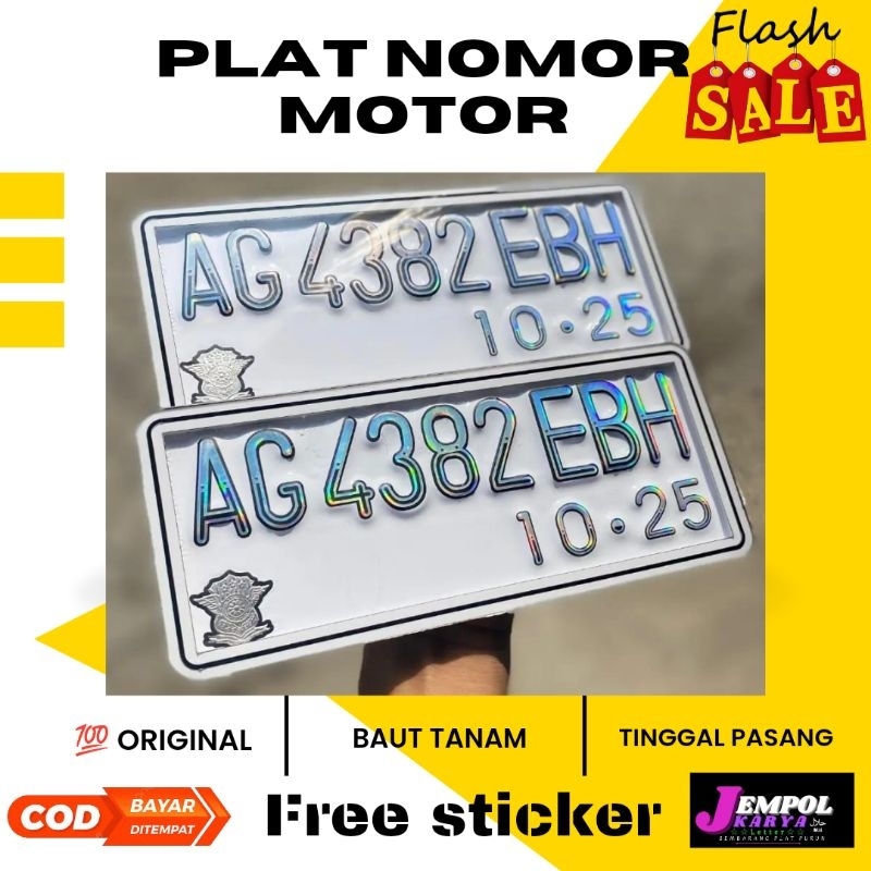 Jual PLAT MOTOR WARNA PUTIH//PLAT MOTOR BAUT TANAM//PLAT MOTOR HOLOGRAM ...