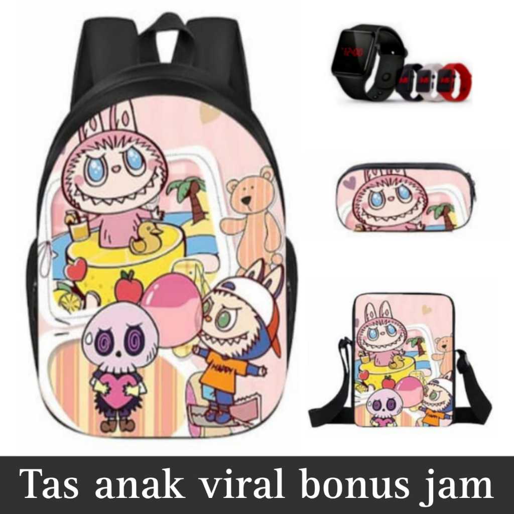 Jual Tas labubu tas sekolah TK SD anak perempuan - tas anak viral gambar labubu | Shopee Indonesia