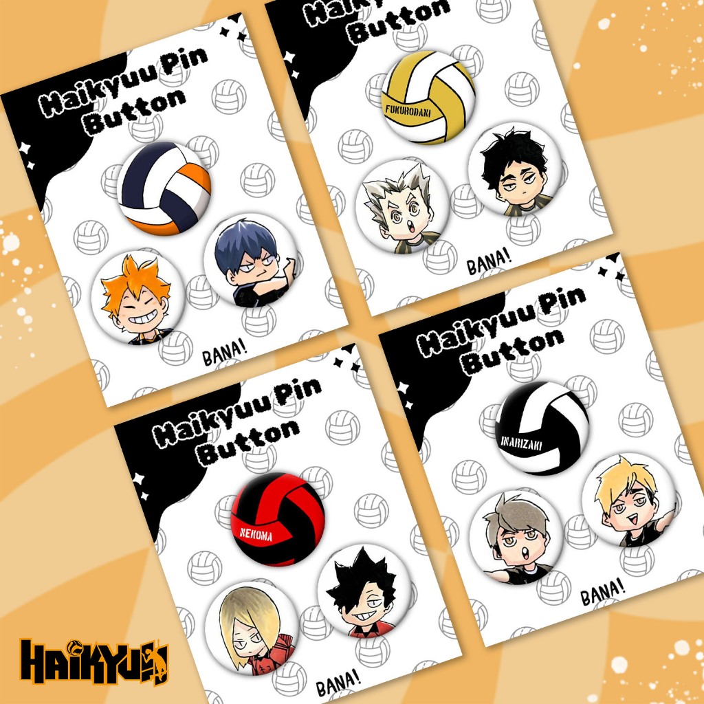 Jual Pin Button Set Haikyuu Karasuno Nekoma Dkk Pin Anime 25mm | BANA ...