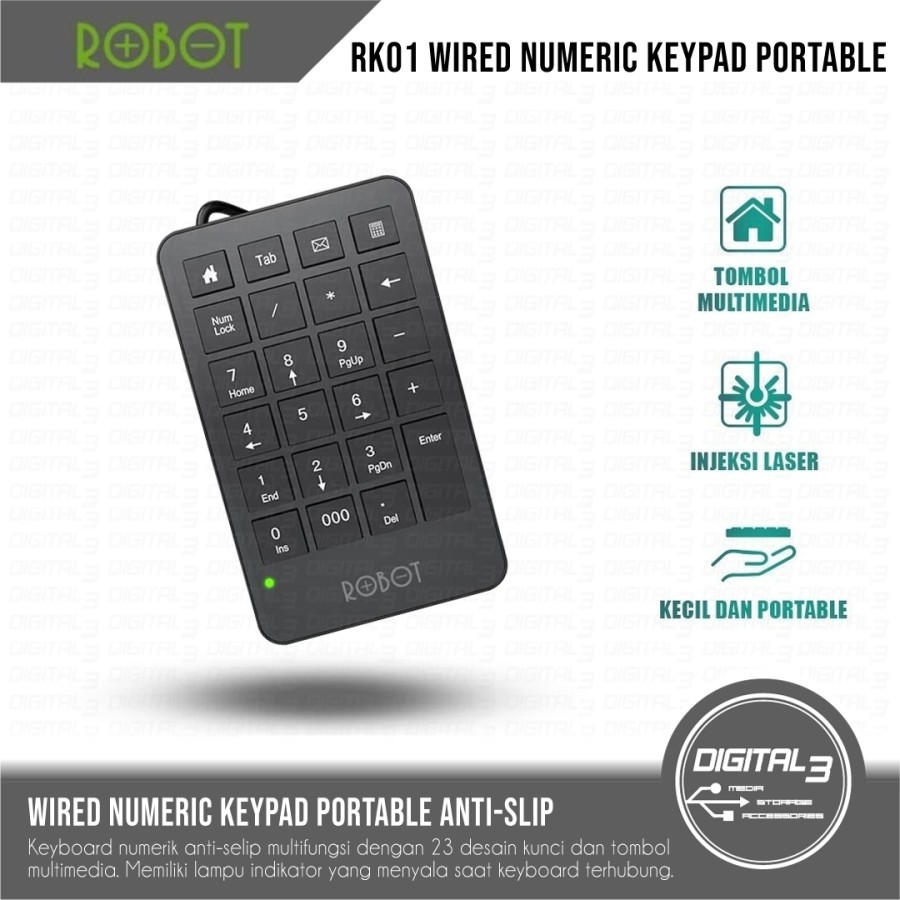 Jual ROBOT RK01 Wired Numeric Keypad Keyboard Tombol Multimedia Angka ...