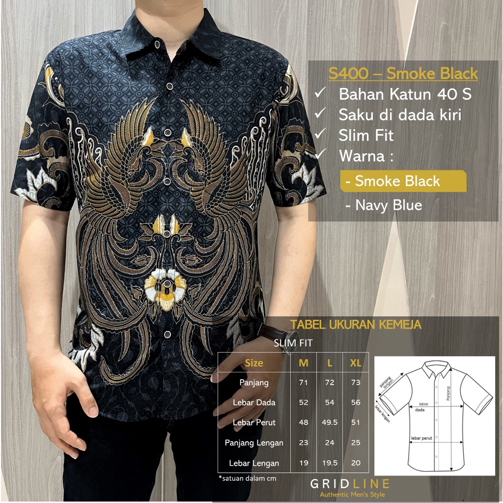 Jual [GRIDLINE - S400 Smoke Black & S285] Baju Kemeja Batik Pria Lengan ...