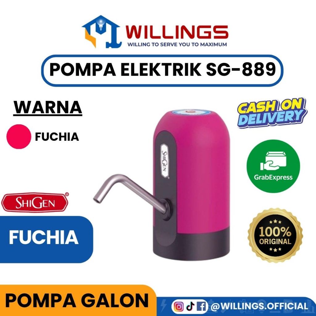 Jual WILLINGS - SHIGEN POMPA GALON ELEKTRIK RECHARGE AIR GALON FUSCHIA ...