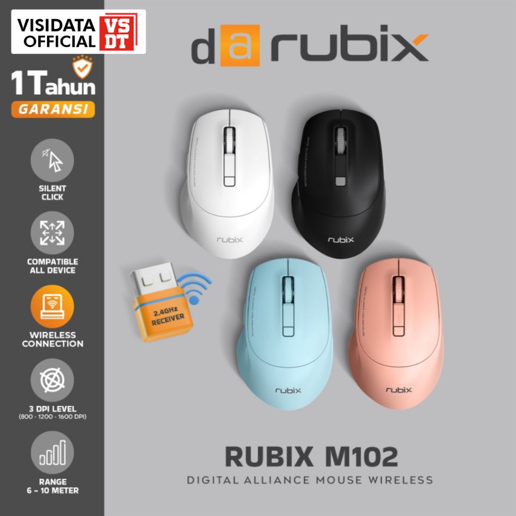Jual Digital Alliance DA Rubix M102 Mouse Wireless 2.4GHz Silent Click ...