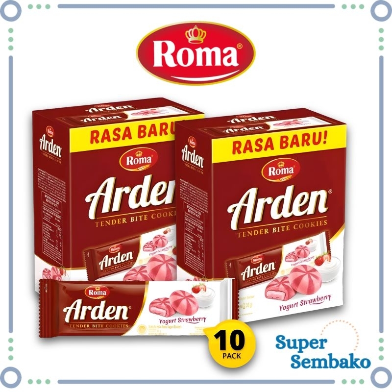 Jual SNACK KUE COOKIES CREAM ROMA ARDEN YOGURT STRAWBERRY 30gr ISI 10 ...