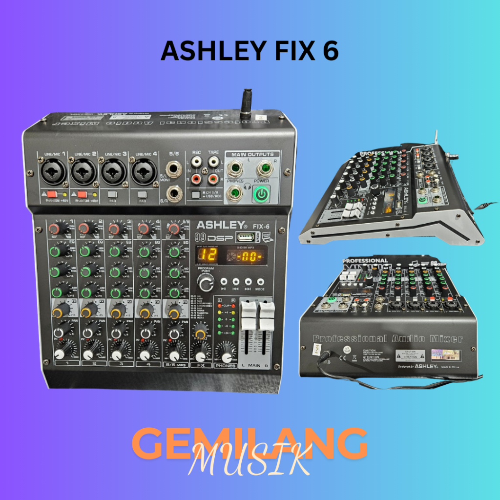 Jual MIXER ASHLEY FIX 6 MIXER AUDIO FIX6 6 CHANNEL 6CH BLUETOOTH SOUNDCARD ORIGINAL | Shopee ...