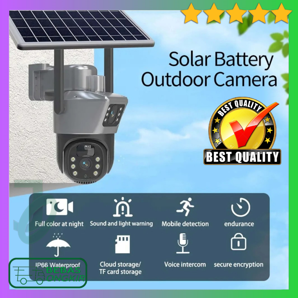 Jual Kamera CCTV Solar Panel Dual Lens PTZ Two Way Audio PIR WiFi ...